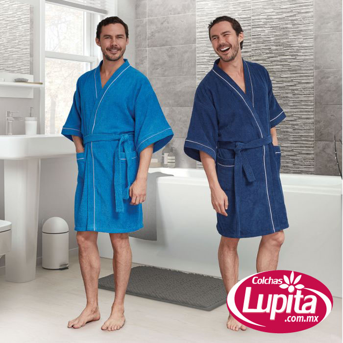 BATA DE BAÑO PREMIUM AZUL REY (Elefantito 25) | Colchas Lupita
